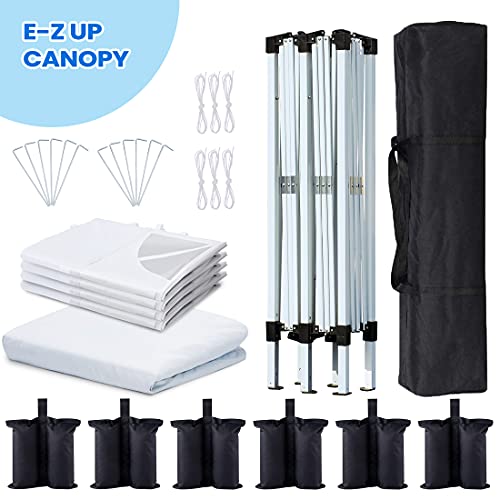 Quictent 10x20 Ft Ez Pop Up Canopy Wedding Party Tent with Sidewalls,Folding Instant Canopy Tents for Outdoor Parties,6 Sand Bags Included(White)