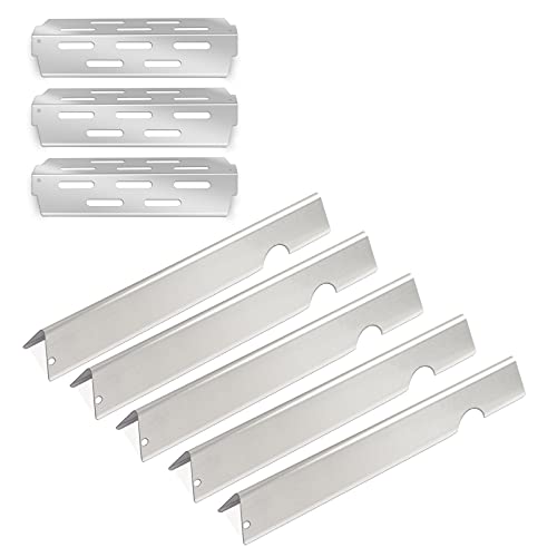 YOUFIRE Flavorizer Bars and Heat Deflectors Replacement for Weber 66032 66795 66040, Genesis II 300 Series II E-310, II E-315, II E-330 Gas Grills, (3 Pack Deflectors + 5 Pack Bar)