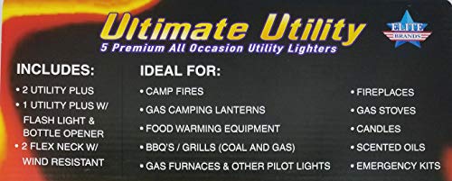 Multi-purpose Gas Utility Lighters for BBQ Kitchen Fireplace Grill (Pack of 5)