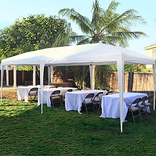 Quictent 10x20 Ft Ez Pop Up Canopy Wedding Party Tent with Sidewalls,Folding Instant Canopy Tents for Outdoor Parties,6 Sand Bags Included(White)