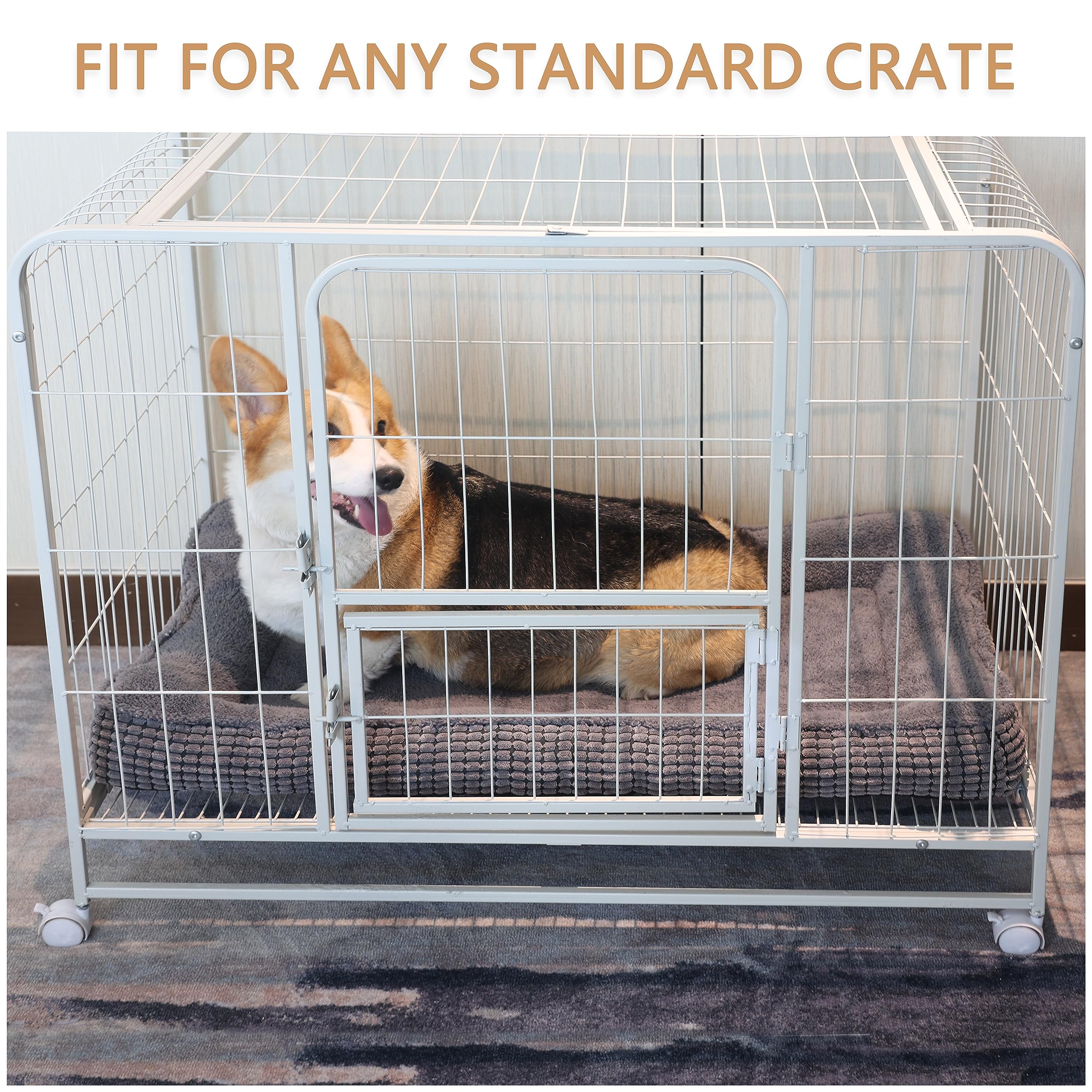 WINDRACING Dog Crate Bed for Large, Medium Dog, Washable Dog Bed for Crate with Bolster, Pet Crate Beds for Large Sized Dogs with Removable Cover and Non Skid Bottom, 36 x 23, Gray