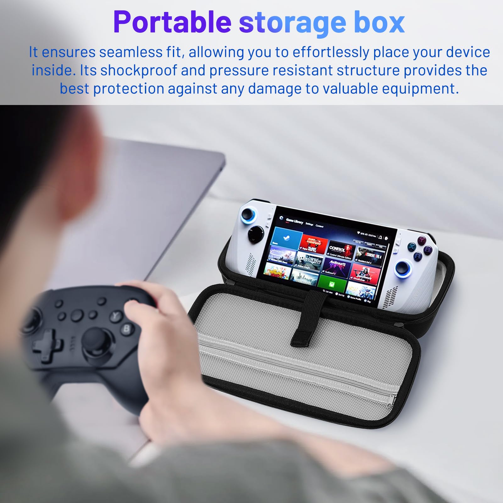 ROCHIE for ASUS ROG Ally Handheld Storage Case - EVA Drop-Proof and Scratch-Resistant Portable Box Carrying for Portable Hard Shell Gaming Carry ASUS Allys Gamings