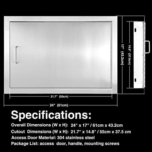 BBQ Outdoor Kitchen Access Doors Stainless Steel Access Door for Outdoor Kitchen Commercial BBQ Island, Grilling Station, Barbeque Grill (Single)