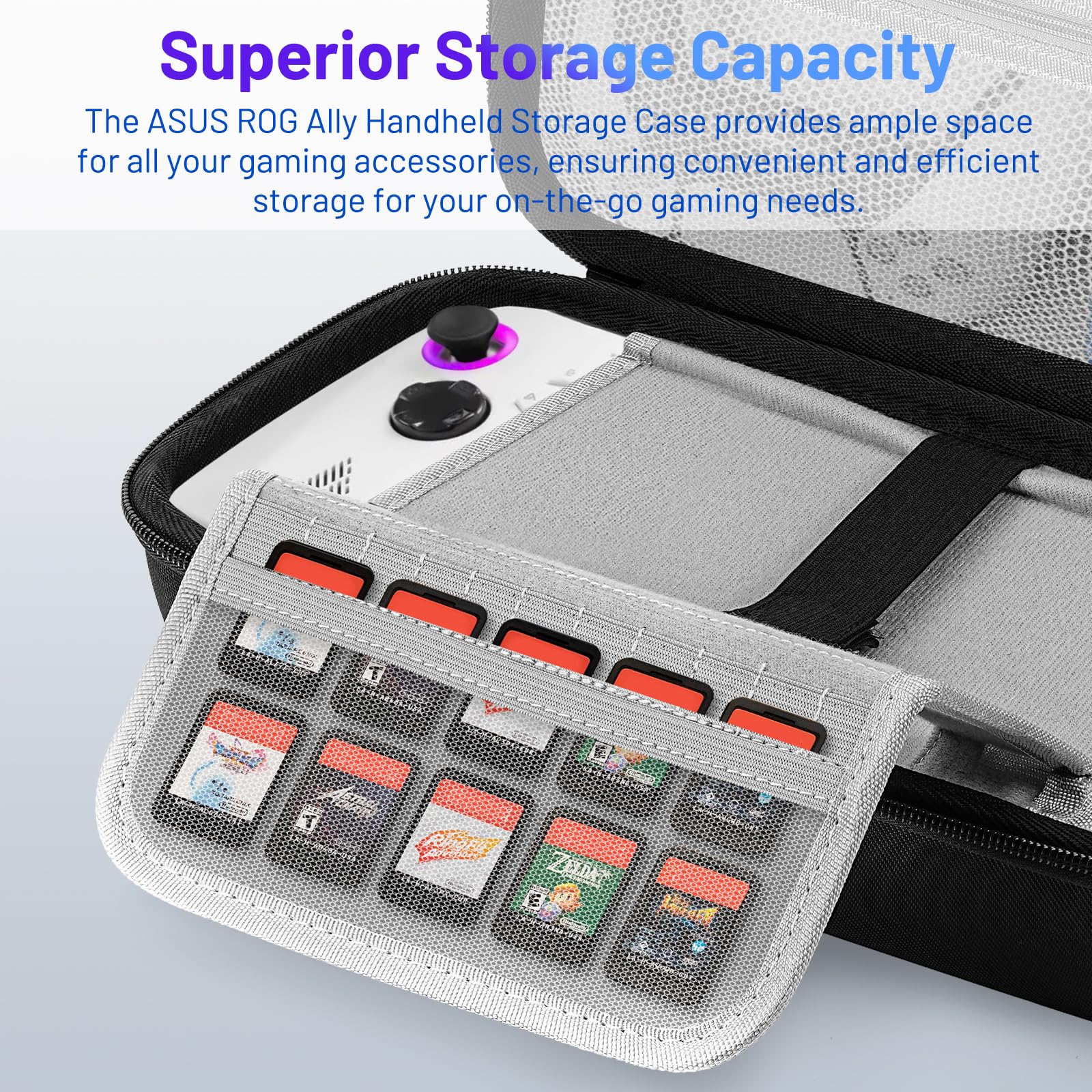 ROCHIE for ASUS ROG Ally Handheld Storage Case - EVA Drop-Proof and Scratch-Resistant Portable Box Carrying for Portable Hard Shell Gaming Carry ASUS Allys Gamings