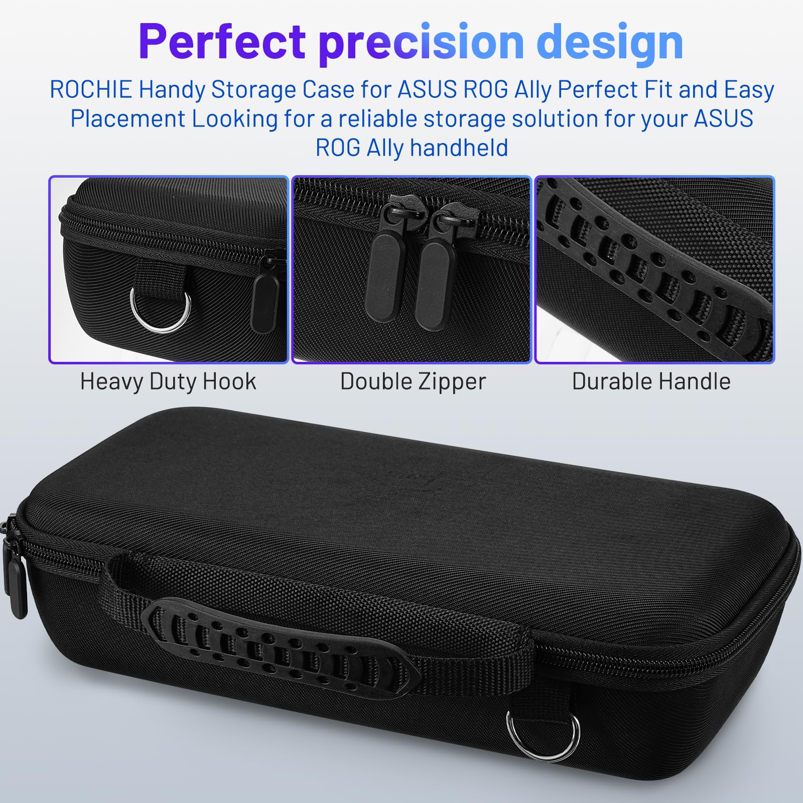 ROCHIE for ASUS ROG Ally Handheld Storage Case - EVA Drop-Proof and Scratch-Resistant Portable Box Carrying for Portable Hard Shell Gaming Carry ASUS Allys Gamings