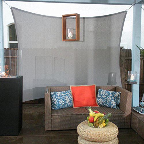E&K Sunrise 12' x 14' Light Grey Rectangle Sun Shade Sail Outdoor Shade Cloth UV Block Fabric,Curve Edge-Customized