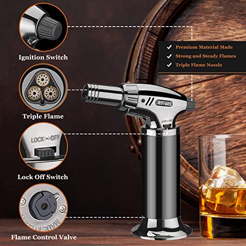 Cocktail Smoker Kit With Torch, Bourbon Smoker Kit Include Four Flavors Wood Chips,Drink Smoker, Whiskey Smoker Gifts For Men, Dad, Husband (Without Butane)