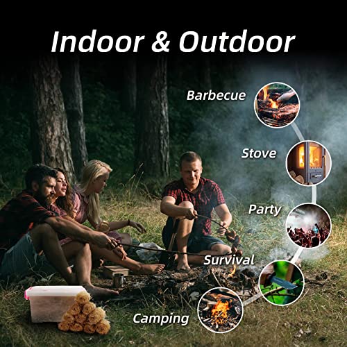 ECHSUM Wood Charcoal Fire Starter - 100Rolls, Fat Wood Firestarter for Firepit Stove Fireplace, Grill Camping Wood Fire Starter for Fatwood Sticks BBQ Survival