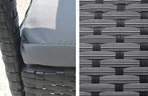 StellaHome Rattan Patio Outdoor Furniture Sets 4 Pieces Wicker Chairs Loveseats with Extra Cushion Covers for Replacement (Black Wicker/Grey&Beige Cushions)