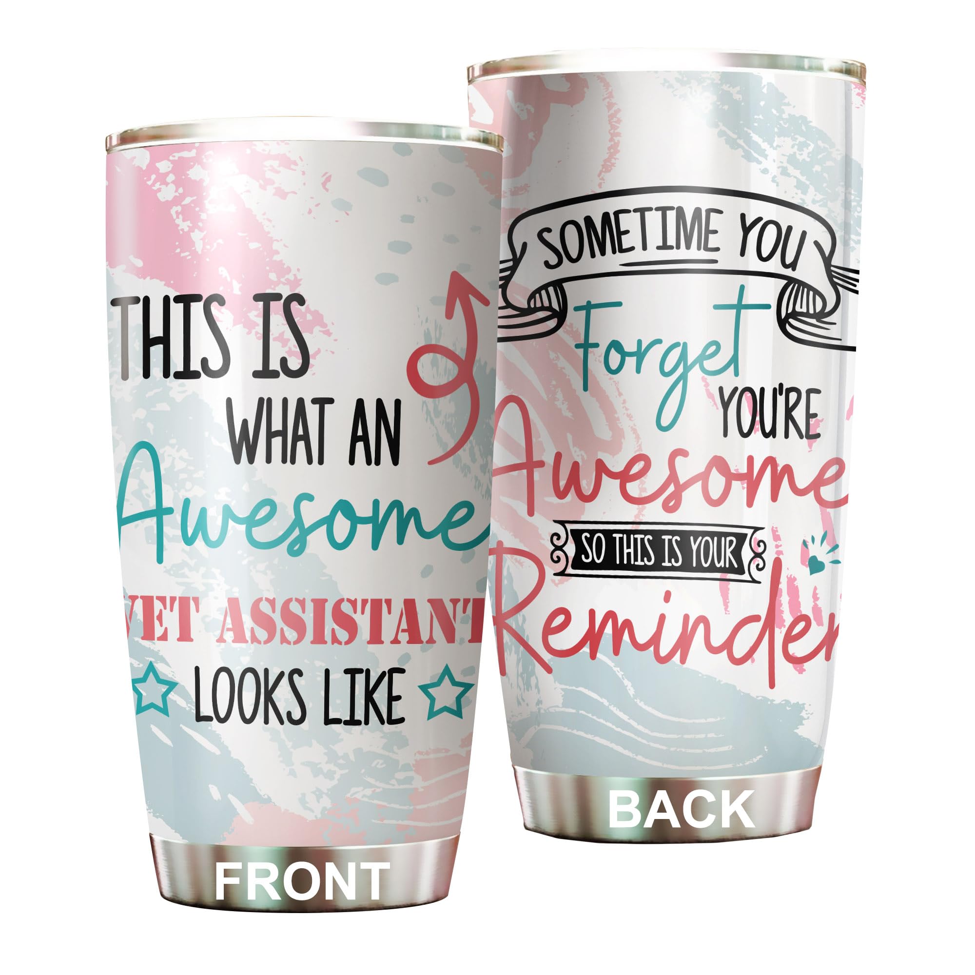 MEDROC Veterinary Assistant Tumbler Stainless Steel 20oz, Funny Vet Assistant Gifts Bulk For Birthday Christmas, Vet Tech Week Gifts For Coworker Women Men Drinking Coffee Cup
