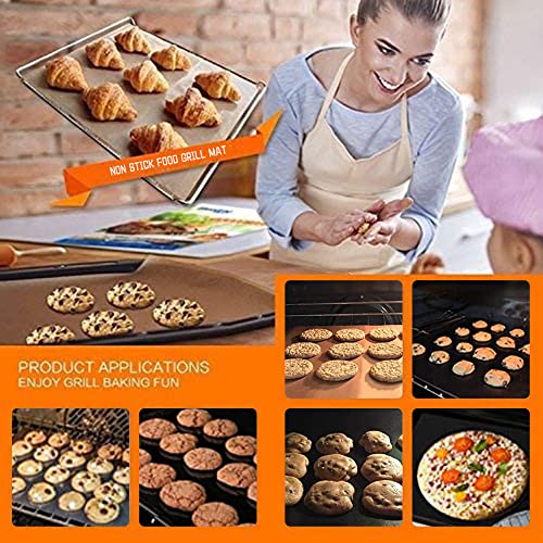ZCMIAO BBQ Grill Mat, Thickness 0.25mm Non Stick BBQ Mat with Holes Heavy Duty 500 β Grill & Baking Mats (Set of 6), Easy Clean & Use BBQ Accessories, Reusable on Gas Charcoal Electric Grills Black