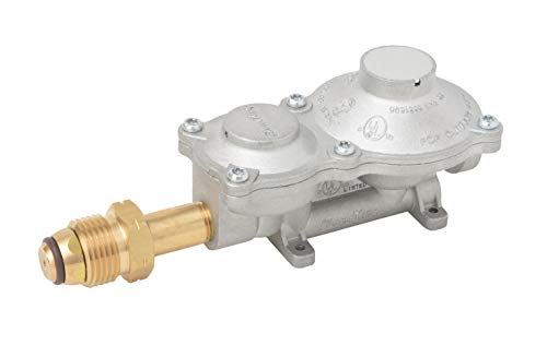 Flame King 2 Stage Propane LP Horizontal Super Compact Regulator with POL for RV, Vans, Trailers, Campers, 100lb Tank, ASME Tank, Generators (G2R150B-POL), POL Single Tank Regulator