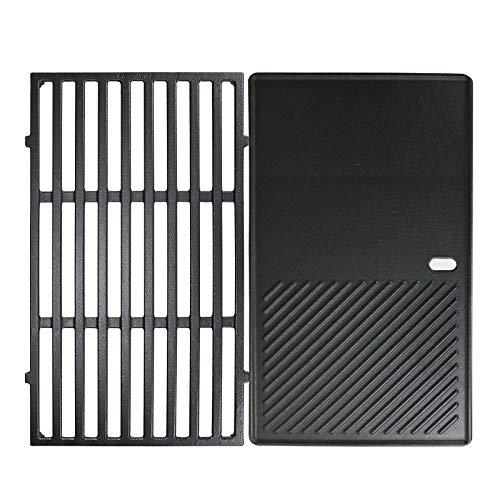 Uniflasy 7637 17.5 Inch Cast Iron Grill Replacement Part for Weber Spirit & Spirit II 200 Series Spirit E210 E220 S210 S220 Cooking Grill Grates Reversible Griddle Plate with Front Control Spirit 200