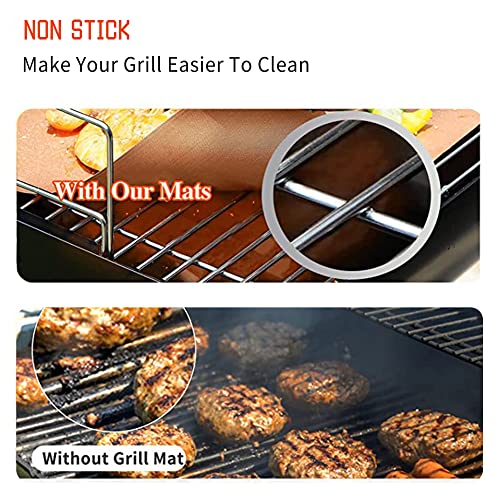 ZCMIAO BBQ Grill Mat, Thickness 0.25mm Non Stick BBQ Mat with Holes Heavy Duty 500 β Grill & Baking Mats (Set of 6), Easy Clean & Use BBQ Accessories, Reusable on Gas Charcoal Electric Grills Black