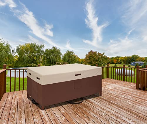 ELEXTYLE Waterproof Patio Table Covers for Rectangle Table and 4-6 Chairs 96''L x 70''W x 32''H Brown/Beige Outdoor Rectangular/Oval Windproof Patio Dinning Set Covers