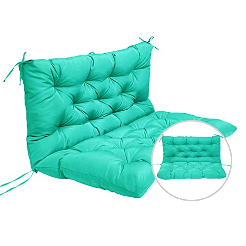 Swing Replacement Cushions with Backrest, 2-3 Seater Waterproof Bench Pad Cushions, Thicken 4" Outdoor Swing Cushions, for Garden Patio Furniture Loveseat Bench Cushions ( lake blue 47x40 inch)