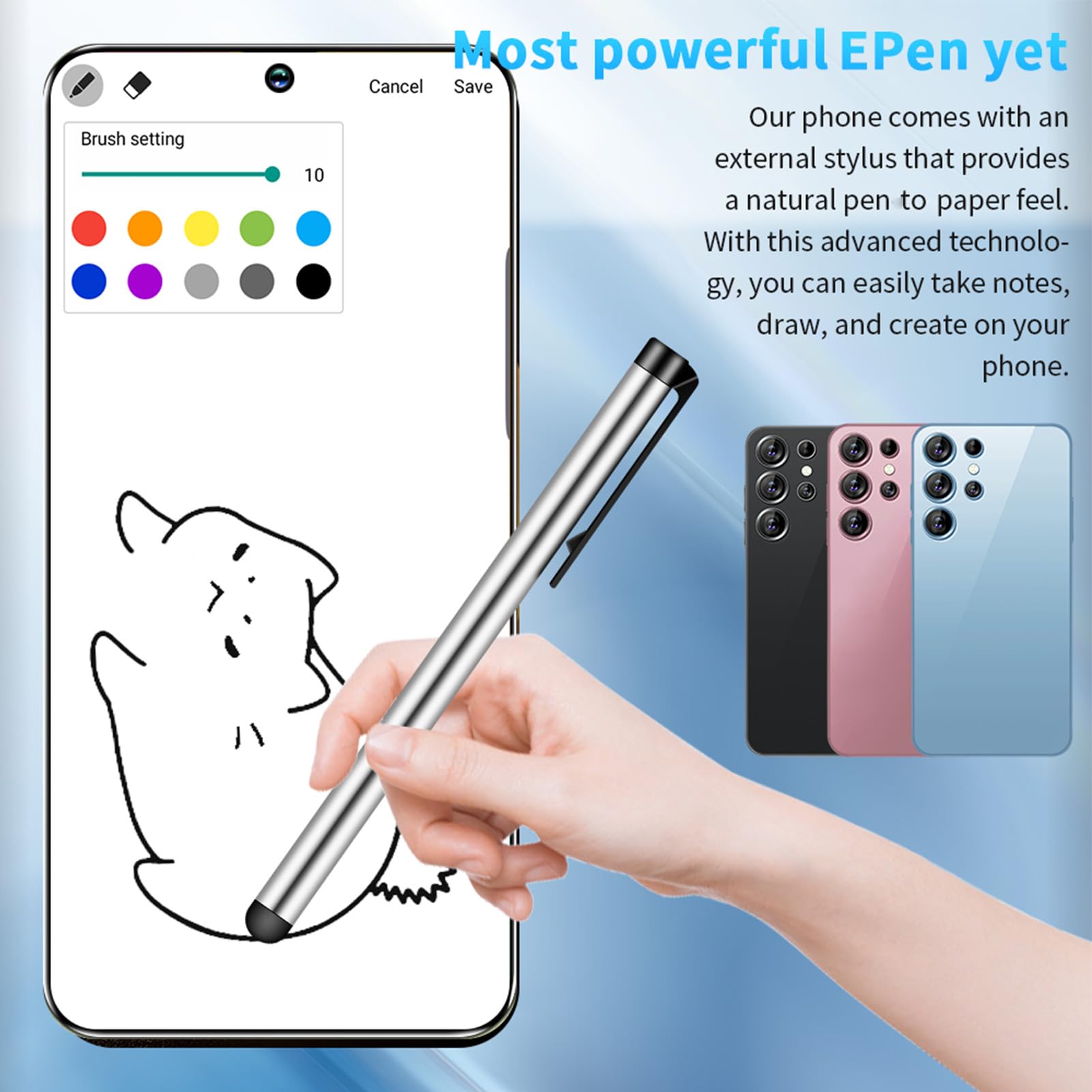 Yoidesu Unlocked Cell Phone for Android, 6.8 Inch FHD Ultra Thin Smartphone with Pen, 8GB RAM 256GB ROM Expansion, 5800mAh Battery, Dual Card Dual Standby 4G Mobile Phone (Black)