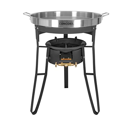 Concord 30" Powder Coated Steel Comal Stand with Stainless Steel Comal and Roadster Single Propane Burner. Great for Discada, Tacos, Street Vendor, Etc.…