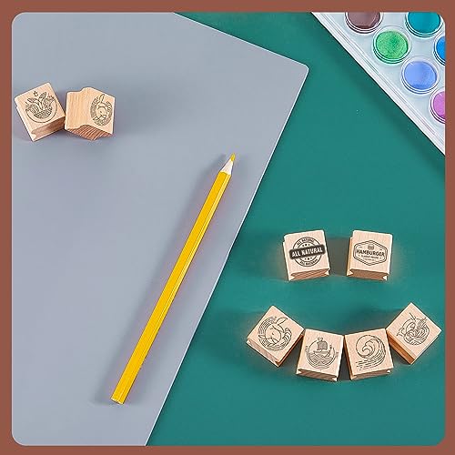 Sasylvia 10 Pcs Blank Hard Wood Rubber Stamp Mounts with A4 Size Grey Rubber Stamp Sheet Laser Engraver Accessories Rubber Stamp Carving Tools Soft Rubber Mat Carving Blocks (Gray, 1 x 1 Inch)