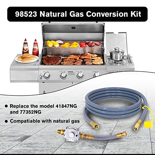 98523 10Ft 1/2" ID Natural Gas Conversion Kit,Propane to Natural Gas Conversion Kit,Natural Gas Hose and Nature Gas Regulator,Compatible with Monument Grills Model 41847NG and 77352NG