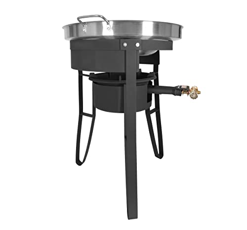 Concord 30" Powder Coated Steel Comal Stand with Stainless Steel Comal and Roadster Single Propane Burner. Great for Discada, Tacos, Street Vendor, Etc.…