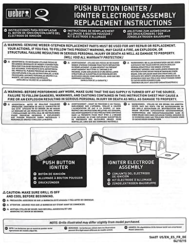 Weber Q100 Q200 Gas Grill Replacement Ignitor Kit 80462