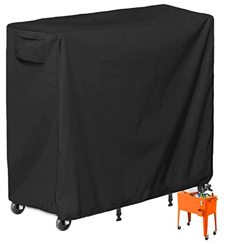 Rolling Cooler Cart Cover, High Density Waterproof 80 Qt Patio Cooler Cover, W34*D19*H31 Inch, Black