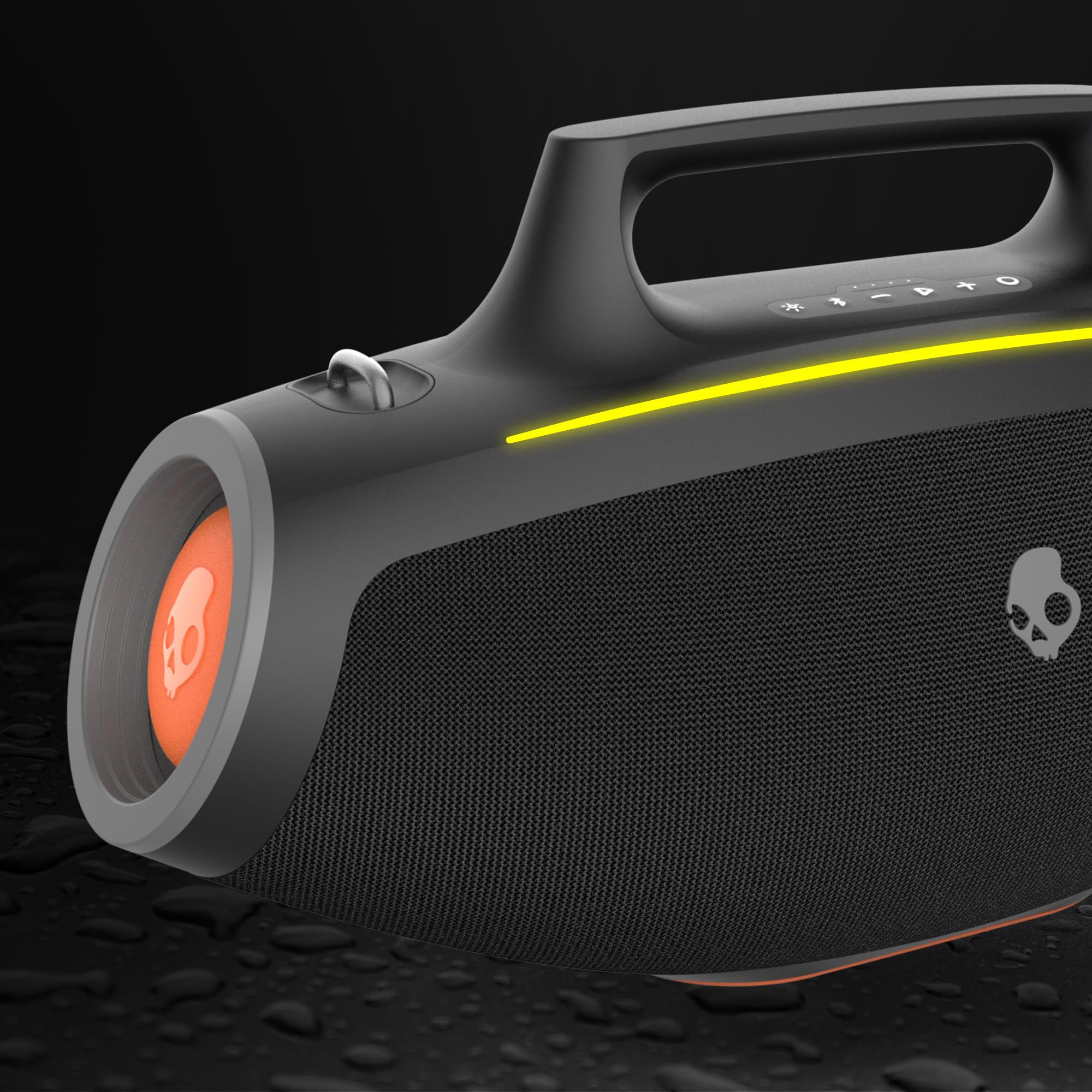 Skullcandy Barrel Bluetooth Boombox Speaker β Water-Resistant Wireless Portable Speaker, with LED Lightshow Mode, 12 Hour Battery, Multi-Link, & USB-C & USB-A Output Charging