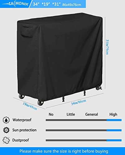 Rolling Cooler Cart Cover, High Density Waterproof 80 Qt Patio Cooler Cover, W34*D19*H31 Inch, Black
