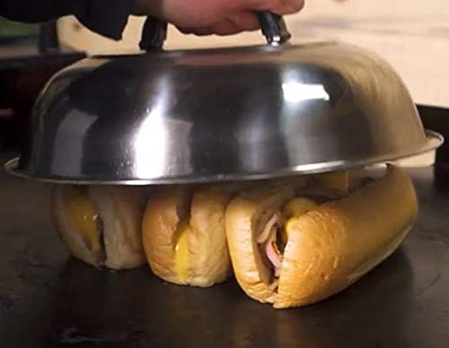 BBQ Stainless Steel 12" Round Basting Cover/Cheese Melting Dome and Steaming Cover, Best for Flat Top Griddle Grill and Other Grills, Smokers