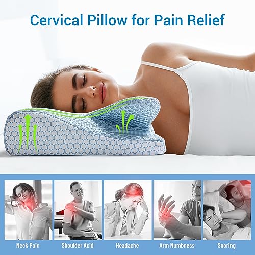 BiAnYC Cervical Memory Foam Contour Pillows, Contour Memory Foam Pillow, Ergonomic Neck Support Pillow for Side Back Stomach Sleeper Remedial Pillows