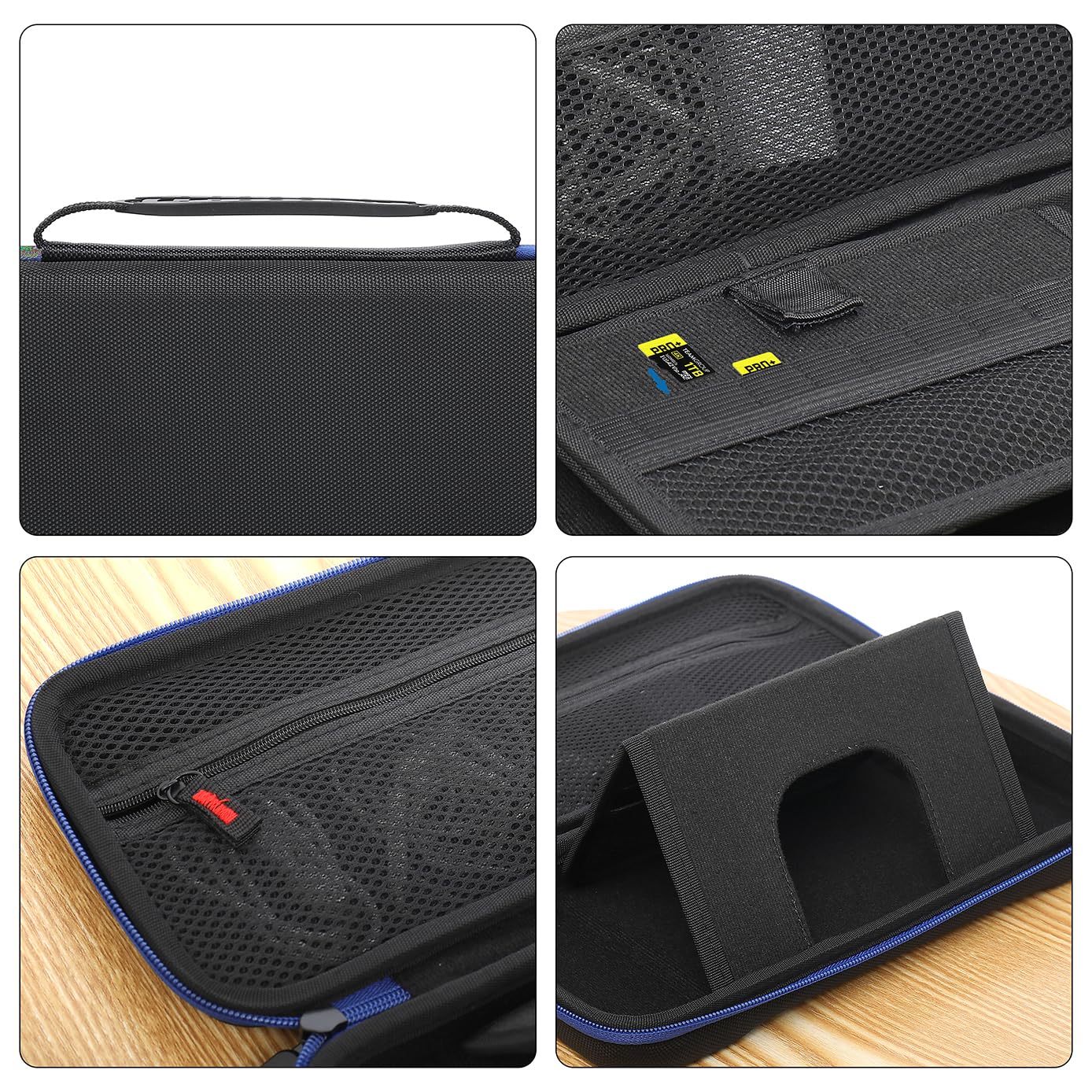 ADVcer Rog Ally Handheld Case, Waterproof EVA Hard Shell Flannel Soft Inner Protective Travel Case with Internal Transformable Game Console Stand, Double Zipper, Carrying Handle for Rog Ally 7" (Blue)