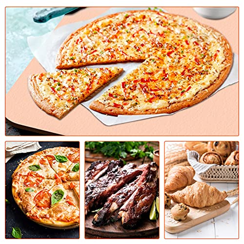 AiKanbo Pizza Oven Pizza Stone Baking Stone, Outdoor Grill Pizza Baking Stone, Bamboo Pizza Peel Paddle, Can Make Pizza, Pies, Bread and Biscuits,15"×12"×0.39",6.6Lbs