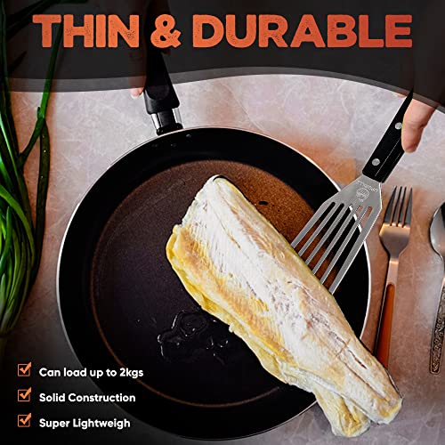 Fish Spatula 12.6 inch Stainless Steel - Fish Turner with Heat Resistant Handle - Premium Spatulas for Cooking Fish, Meat, Eggs - BBQ Slotted Turner with ABS Solid Handle and Hanging Hole