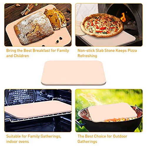 AiKanbo Pizza Oven Pizza Stone Baking Stone, Outdoor Grill Pizza Baking Stone, Bamboo Pizza Peel Paddle, Can Make Pizza, Pies, Bread and Biscuits,15"×12"×0.39",6.6Lbs