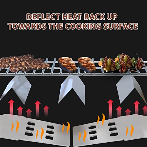QuliMetal SUS304 Flavorizer Bars SUS304 Grill Burner and #65505 7622 Heat Deflector for Weber Genesis 300 Series (E310 E320 E330 S310 S320 S330) with Front Control Knobs