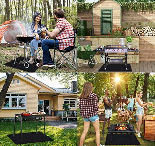 SIRUITON Large Under Grill Mats, 75″x36 inch Under BBQ Mat Protect Decks and Patios from Grease Splatter, Absorbent Oil Reusable and Washable, Fire Pit Ember Mat