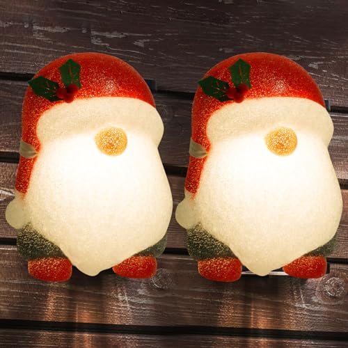 Bstge 2 Pack Christmas Gnome Porch Light Covers, Outdoor Christmas Decorations, Plastic Waterproof Lampshades, Christmas Gnome Decorations for Garage, Porch, Front Door