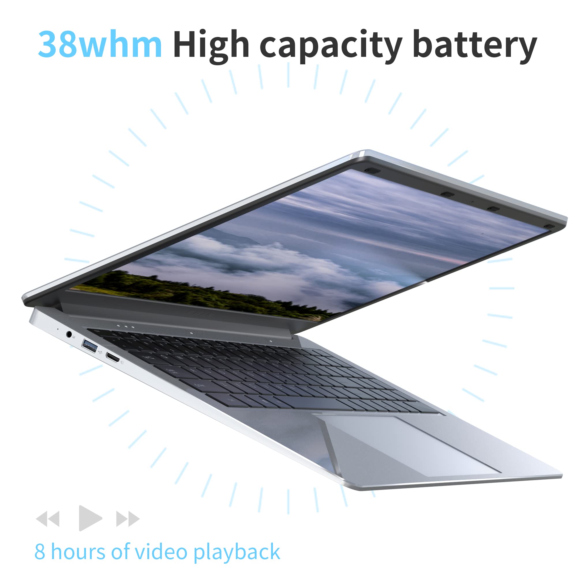 SGIN Laptop 4GB DDR4 128GB SSD, 15.6 Inch, Celeron CPU Ultrabook Laptops Computer with 2xUSB 3.0, Mini HDMI, Bluetooth 4.2, Dual Band WiFi, 5000MAH