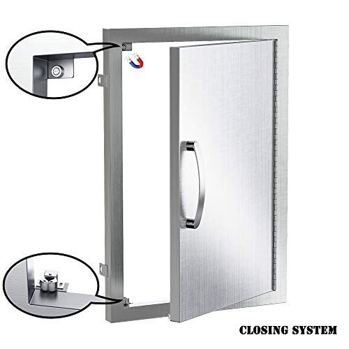 Bonnlo Vertical BBQ Access Door Grill Door Outdoor Kitchen Access Doors for Grills Cabinet Outdoor Grilling Station BBQ Area, Single Wall, 14''W x 20''H