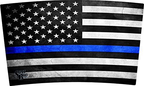 Blue Lives Matter by Spit Bud - The Ultimate Spittoon for Chew - Portable Dip & Snuff Cup with Lid, Pop Tab, Spill-Proof Funnel, Can Cutter & Holder - Fit in Cup Holders - Holds 8oz - Made in USA