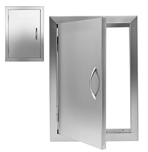BBQ Future Stainless Steel Outdoor Kitchen Door 14W x 20H Inch, Cabinets Vertical Single Access Doors for Grilling Station or Commercial BBQ Island, Outside Grill Door with Magnet