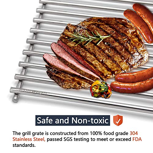 Hongso 17 3/8" Solid 304 Cooking Grill Grid Grate for Home Depot Nexgrill 720-0830H, Charbroil 466446015, 463241113, 463446017, 466446015, 466446115, Master Forge 1010037 Gas Grills, 2 Pack, SC1712