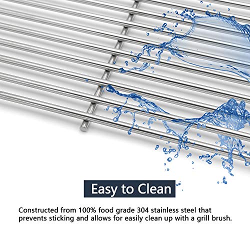 Hongso 17 3/8" Solid 304 Cooking Grill Grid Grate for Home Depot Nexgrill 720-0830H, Charbroil 466446015, 463241113, 463446017, 466446015, 466446115, Master Forge 1010037 Gas Grills, 2 Pack, SC1712