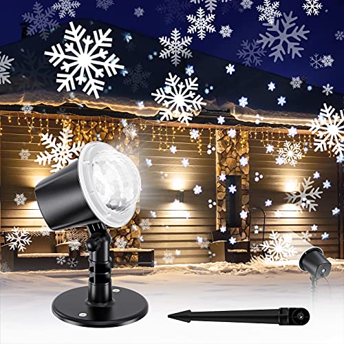 GAIATOP Christmas Projector Lights Outdoor, Christmas Snowflake Lights Projector Outdoor Indoor Weatherproof Wider Lighting Range Led Landscape Decorative Lighting for Christmas Decoration