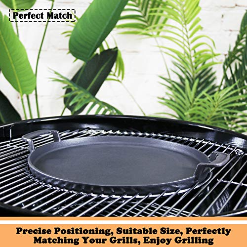 Hisencn 7421 Gourmet BBQ System Griddle for Weber Original Kettle Premium 22 1/2 inch Charcoal Grill, Cast Iron 12" For 22.5'' Smokers, Performer Premium Grill
