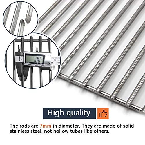 Hongso 17 3/8" Solid 304 Cooking Grill Grid Grate for Home Depot Nexgrill 720-0830H, Charbroil 466446015, 463241113, 463446017, 466446015, 466446115, Master Forge 1010037 Gas Grills, 2 Pack, SC1712