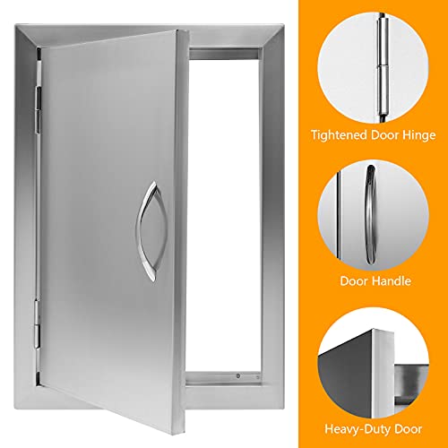 BBQ Future Stainless Steel Outdoor Kitchen Door 14W x 20H Inch, Cabinets Vertical Single Access Doors for Grilling Station or Commercial BBQ Island, Outside Grill Door with Magnet