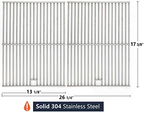 Hongso 17 3/8" Solid 304 Cooking Grill Grid Grate for Home Depot Nexgrill 720-0830H, Charbroil 466446015, 463241113, 463446017, 466446015, 466446115, Master Forge 1010037 Gas Grills, 2 Pack, SC1712