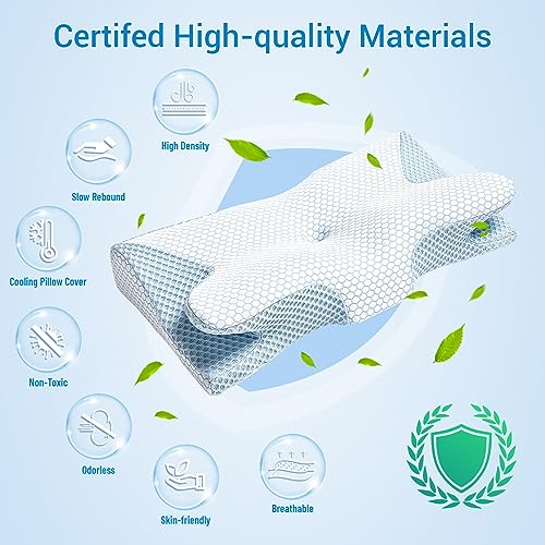 BiAnYC Cervical Memory Foam Contour Pillows, Contour Memory Foam Pillow, Ergonomic Neck Support Pillow for Side Back Stomach Sleeper Remedial Pillows